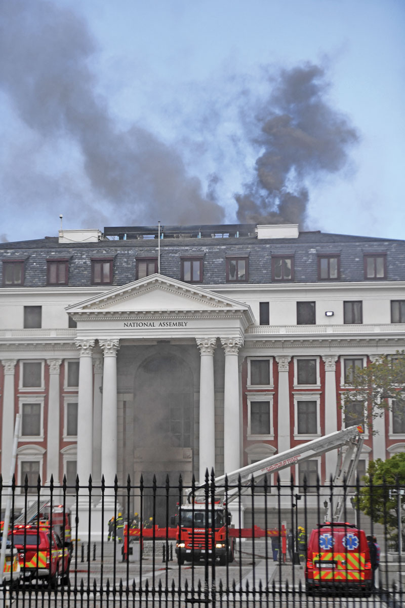 Huge fire destroys South Africa's parliament; suspected expected in court