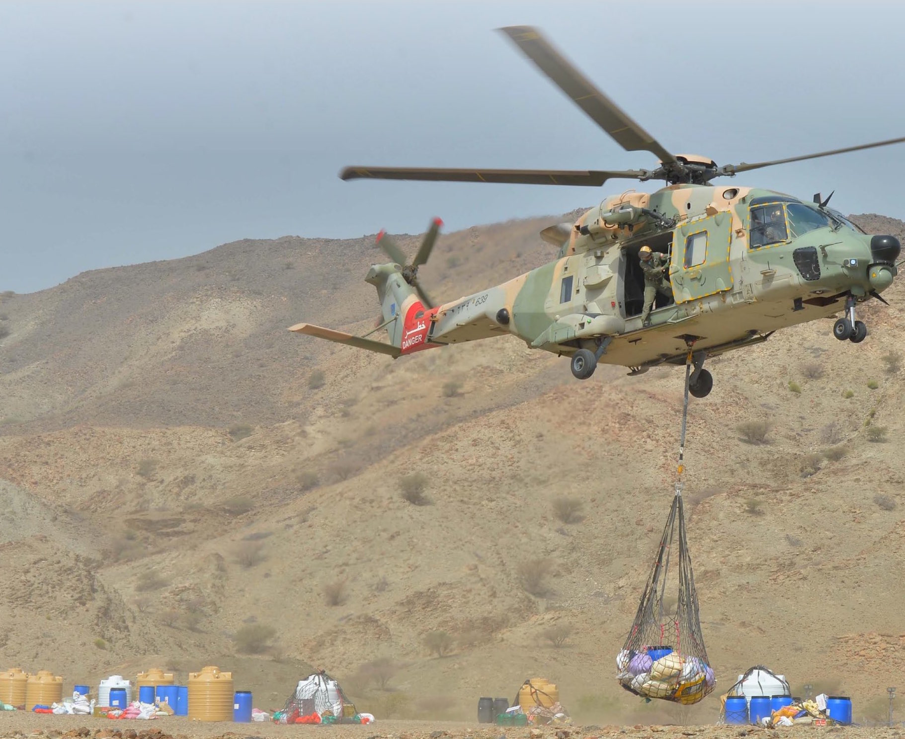 Royal Air Force of Oman delivers consumables to mountainous areas