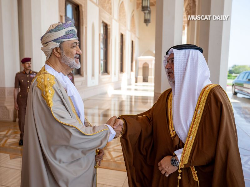 H M receives Bahrain Crown Prince at Al Baraka Palace